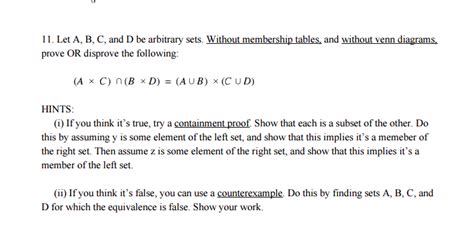 Solved Let A B C And D Be Arbitrary Sets Without