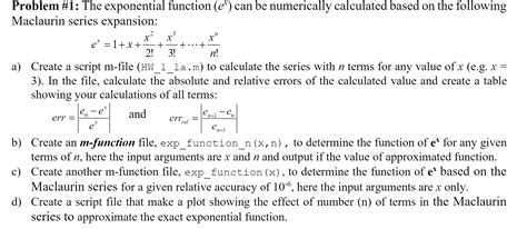 Solved Problem 1 The Exponential Function Ex Can Be