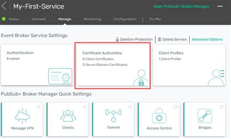 Configuring An Event Broker Service To Use Client Certificate