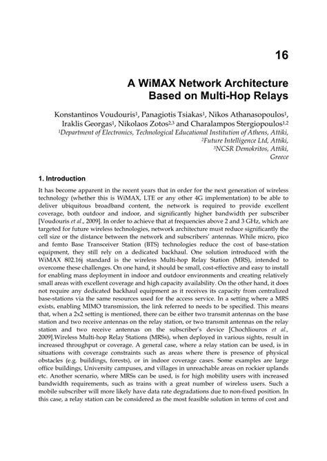 Pdf A Wimax Network Architecture Based On Multi Hop Relays