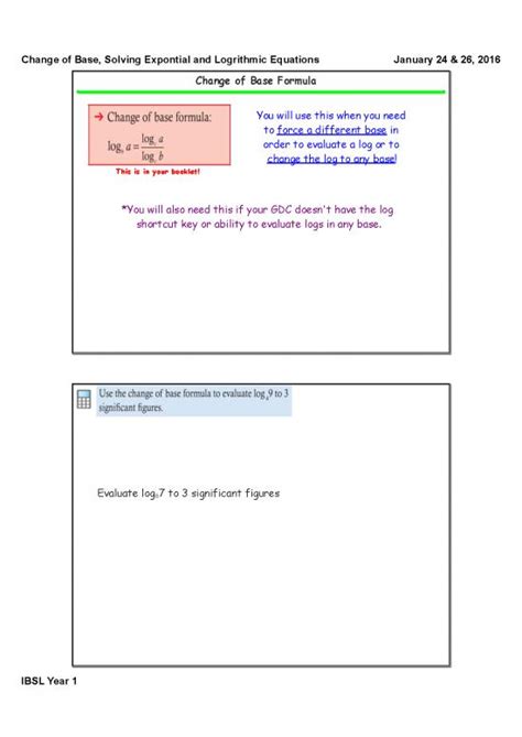 Solving Logarithmic Equations With Different Bases Pdf Change Of Base Exp Log Equations