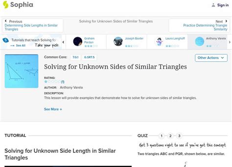 Sophia Solving For Unknown Sides Of Similar Triangles Instructional