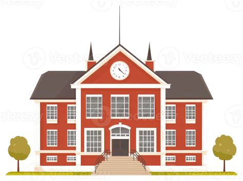 An Illustration Depicts A Red Brick School Building With A Clock 57766399 Png