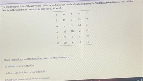 Solved The Following Contains 30 Data Values Of The Variable