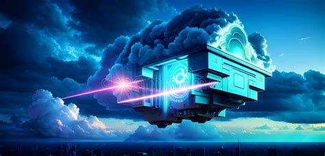 Illustration Concept Of Cloud Computing Service Future Data Storage Computing Power Generative