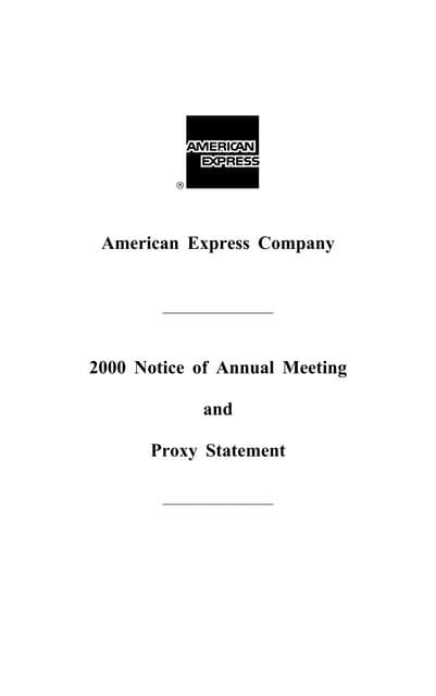 American Express Proxy Statements2000 Pdf