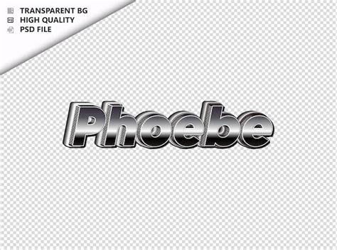 Premium PSD Phoebe Typography Text Silver Black PSD Transparent