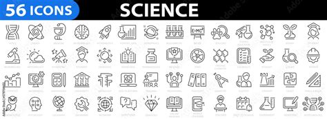 Science 56 Icon Set Science Scientific Activity Elements Laboratory Experiment Research