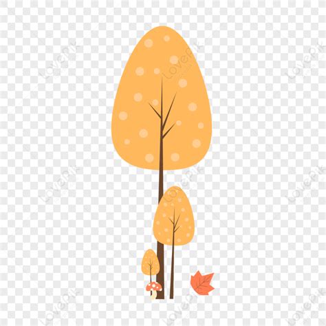 크리 에이 티브 손으로 그린 그림 만화 이미지 가을 레이블 노란색 나무구월자연 Png 일러스트 무료 다운로드 Lovepik