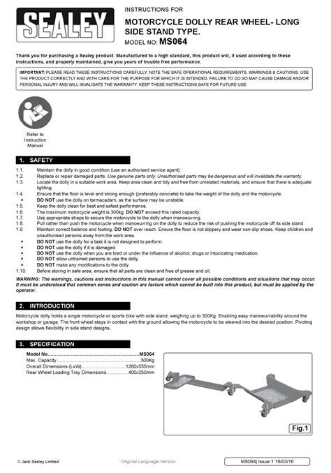 Sealey Ms064 Instructions Pdf Download Manualslib