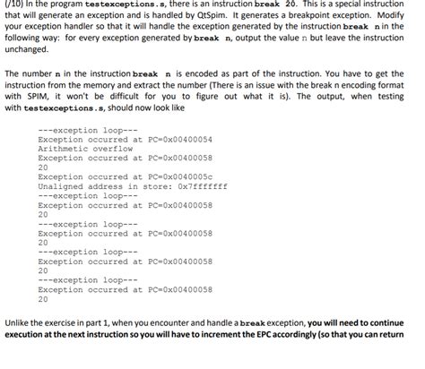 Please Do This Question Based On MIPS Exceptions Chegg Com