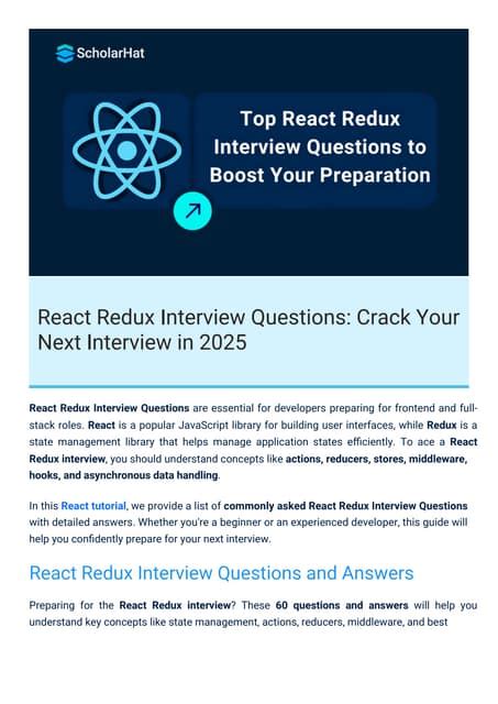 React Redux Interview Questions Pdf By Scholarhat Pdf