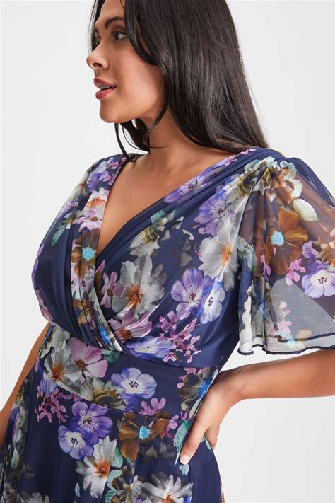 Isabelle Dark Navy Multi Float Sleeve Maxi Dress Scarlett And Jo