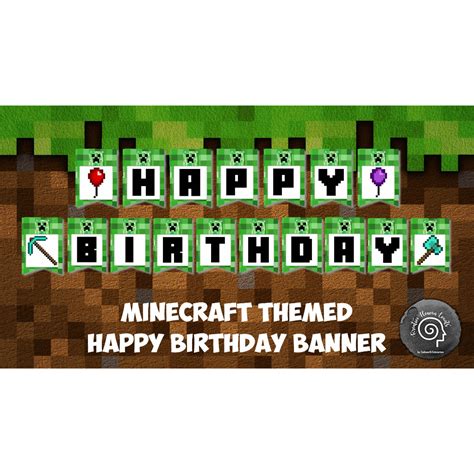 Download And Print Minecraft Happy Birthday Banner Printable Free Free