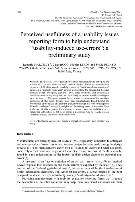 Pdf Perceived Usefulness Of A Usability Issues Reporting Form To Help Understand Usability