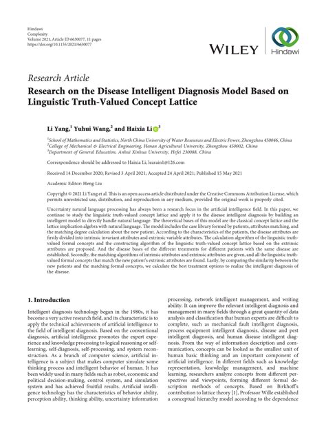 Pdf Research On The Disease Intelligent Diagnosis Model Based On Linguistic Truth Valued