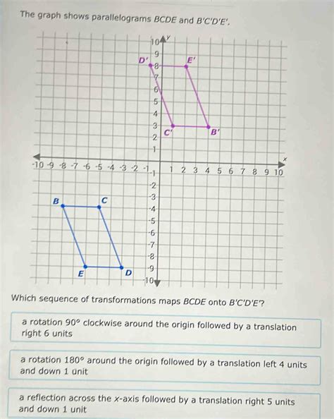 Solved The Graph Shows Parallelograms Bcde And Bcde Wquence Of