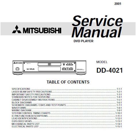Mitsubishi Dd 4021 Dvd Player Service Manual Inc Blk Diags Wiring Diag