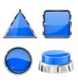 Blue Glass Button Shiny Square D Web Icon Vector Image