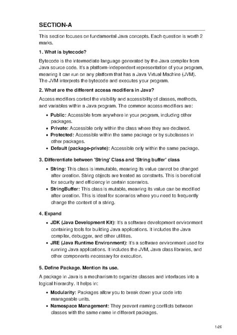 Java Qanda Its A Important Question Answer Of Java Programming Language Section A This Section