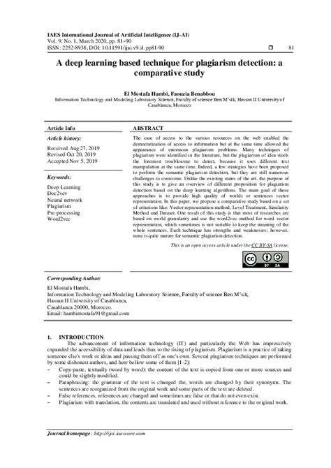 Pdf A Deep Learning Based Technique For Plagiarism Detection A