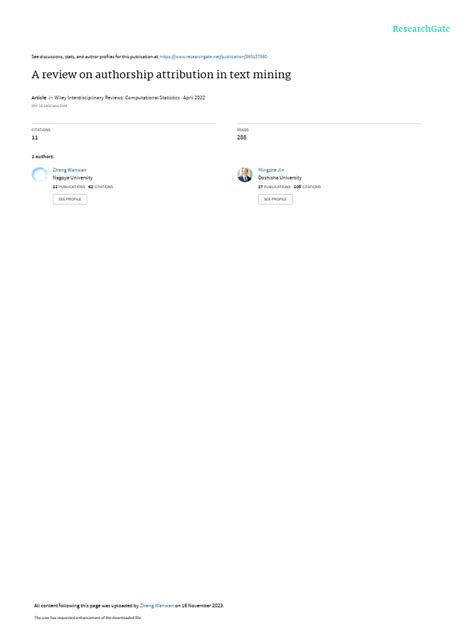 a review on authorship attribution in text mining pdf part of