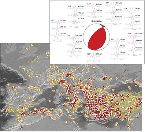 Map Of The Centroid Moment Tensor Cmt Red And Regional Cmt Rcmt Download Scientific