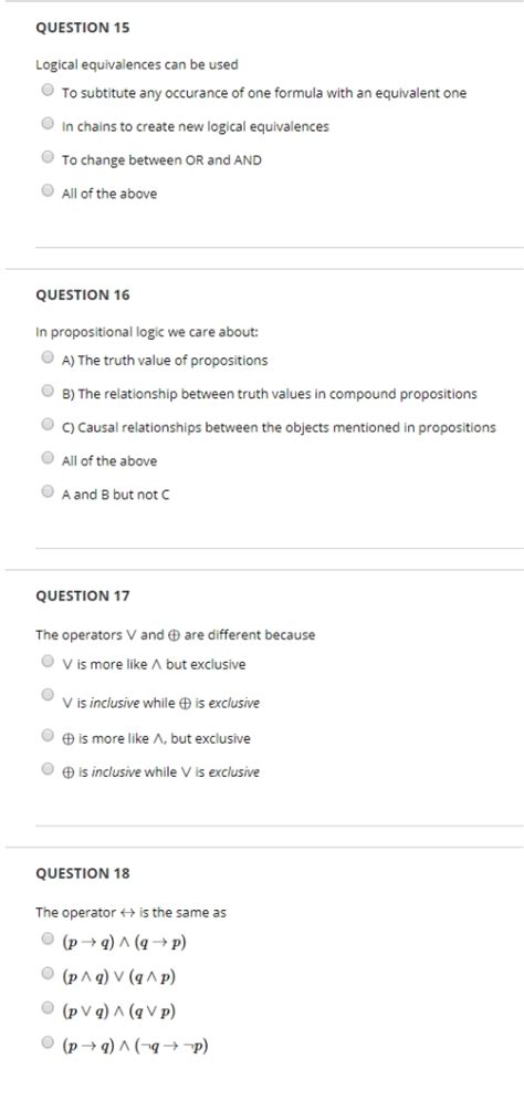 Solved QUESTION 15 Logical Equivalences Can Be Used To Chegg Com