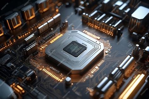Premium Ai Image Futuristic Hightech Motherboard Cpu Processor Microchip Artificial
