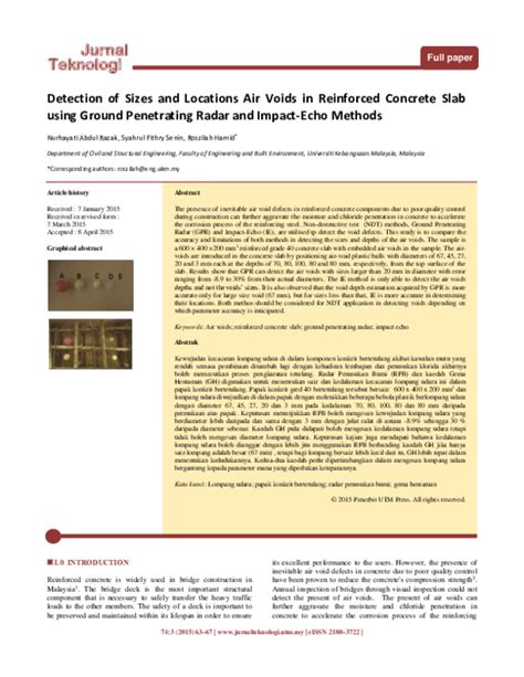 Pdf Detection Of Sizes And Locations Air Voids In Reinforced Concrete Slab Using Ground