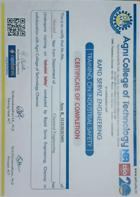 Ajay K On Linkedin I Had Completed My Industrial Safety And Acquired Knowledge About