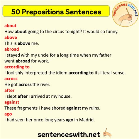 50 Prepositions Example Sentences In English Sentenceswith Net