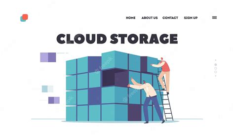 Premium Vector Cloud Storage Landing Page Template Tiny Characters