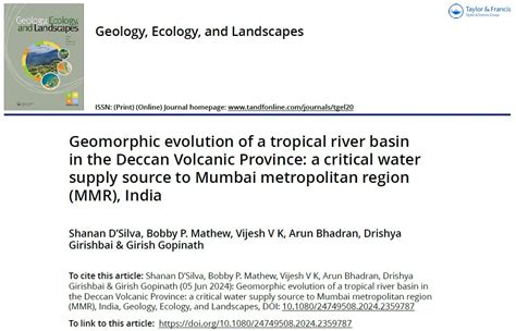 Prof Girish Gopinath On Linkedin Our Manuscript Has Been Published In Geology Ecology And
