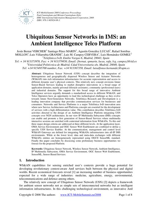 Pdf Ubiquitous Sensor Networks In Ims An Ambient Intelligence Telco Platform