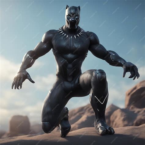 Premium Ai Image Cyber Black Panther Is In Alert Pose 3d Illustration Cinematic Lighting