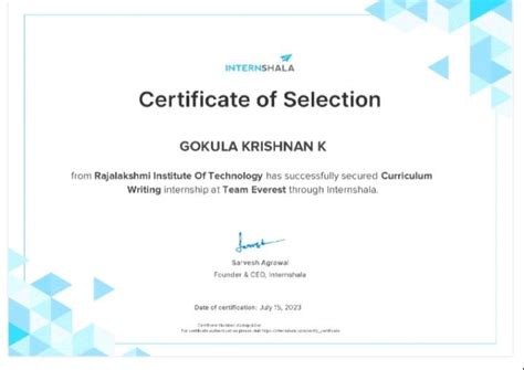 Gokula Krishnan K On Linkedin Certification