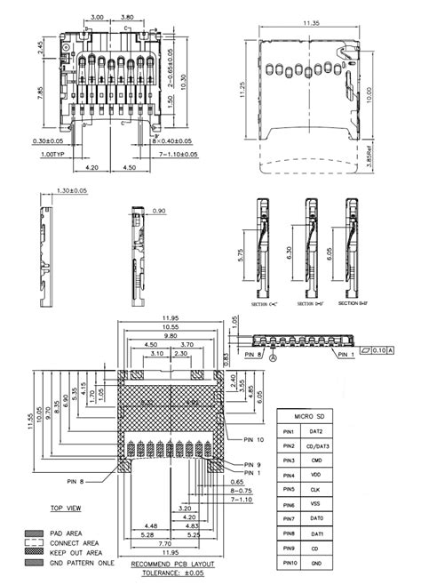 1 3h T Flash Card Connector Memory Card Tf Card Connector
