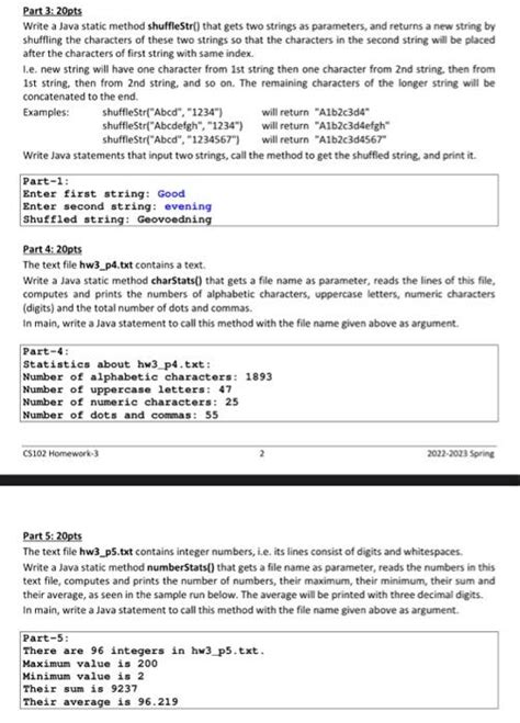 Solved Part 3 20pts Write A Java Static Method Shufflestr