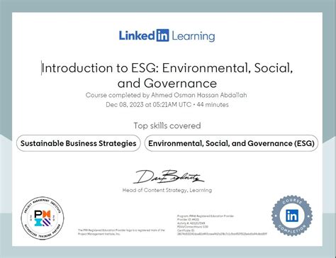 Ahmed Osman Hassan Abdallah On Linkedin Certificate Of Completionintroduction To Esg