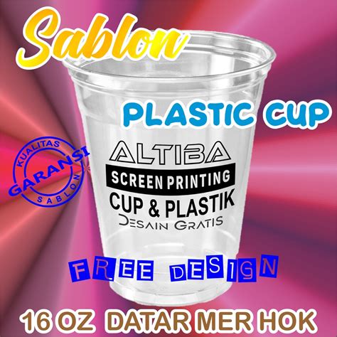 Jual Sablon Gelas Cup Plastik Oz Datar Merk Hok Gelas Cup Sablon Gelas Custom Gelas