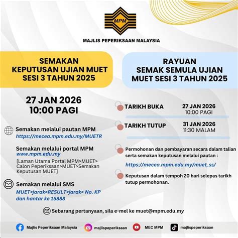 Keputusan Muet 2026 Semakan Online And Sms Mulai 27 Jan