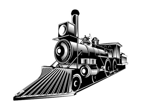 오래 된 기차 흑백 프리미엄 벡터