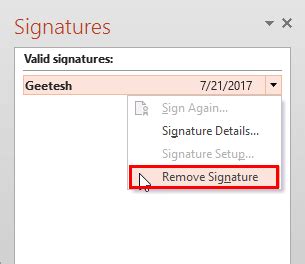 Remove Digital Signatures In PowerPoint 2013 For Windows