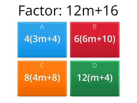 Factor Expressions Quiz