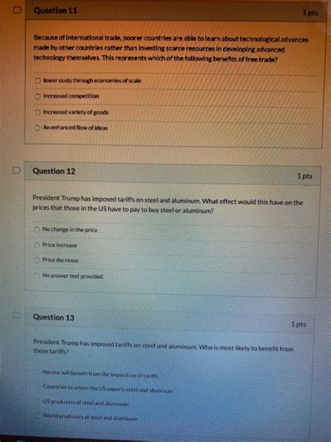 Solved D Question 11 1 Pts Because Of International Trade