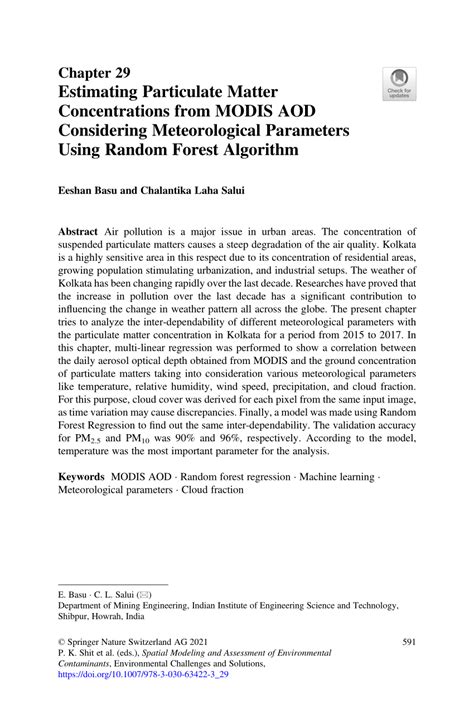 Pdf Estimating Particulate Matter Concentrations From Modis Aod