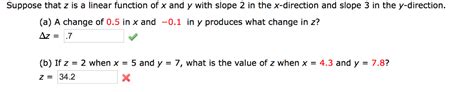 solved suppose that z is a linear function of x and y with
