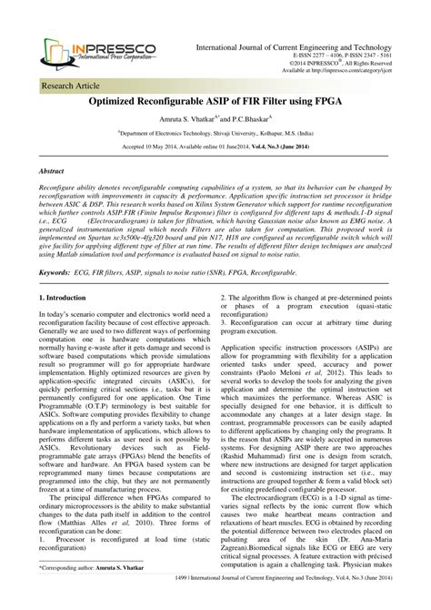 pdf optimized reconfigurable asip of fir filter using fpga