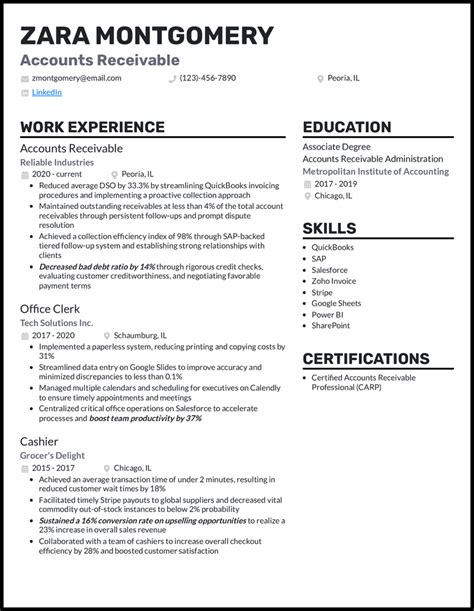 12 Accounts Receivable Resume Examples Built For 2025
